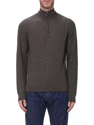 Emporio Armani Virgin Wool Chevron Pattern Turtleneck - Brown