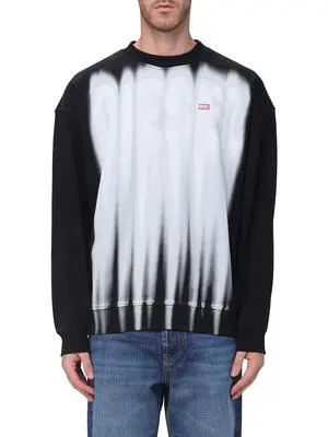 DIESEL® Cotton Crewneck Sweatshirt With Abstract Logo Print - Black