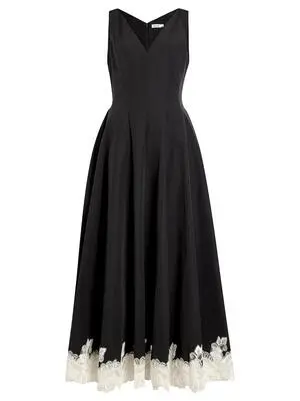 Simkhai Lace-trimmed Cotton-blend Faille Maxi Dress - Black