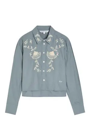 Veronica Beard Embellished Cotton Shirt - Blue