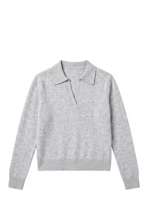 BRODIE CASHMERE Collared Cashmere Sweatshirt - Grey