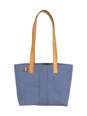 D. RENE & CO The Chloe Tote: Denim And Cowhide Leather Handheld Bag - Blue