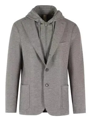Eleventy Hooded Single-breasted Blazer - Grey