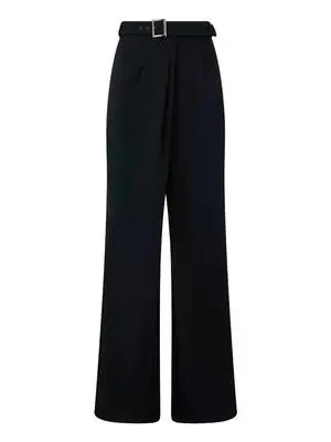Alberta Ferretti Belted Pleated Wide Leg Trousers - Black