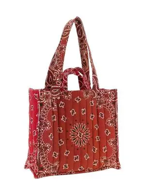CALL IT BY YOUR NAME Bandana Print Quilted Tote Bag - Red