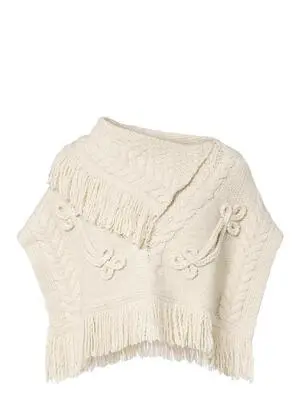 MARANT ETOILE Kacie Cable-knit Wool-blend Poncho - White