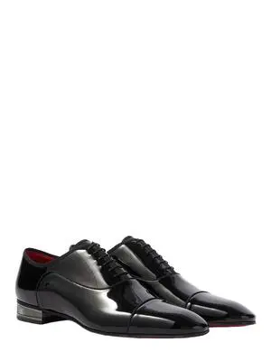 CHRISTIAN LOUBOUTIN Grego Patent Leather Oxford Shoes - Black