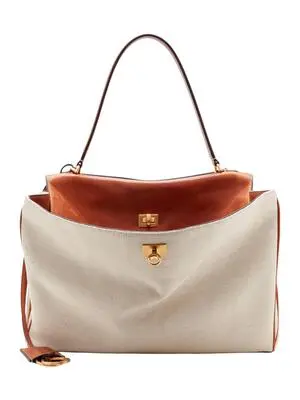 Balenciaga Rodeo Medium Canvas And Leather Top Handle Bag - Neutral