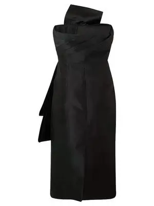 Alberta Ferretti One-shoulder Draped Midi Dress - Black