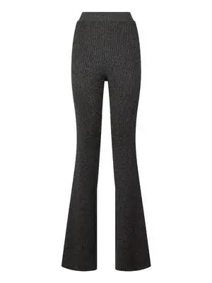 Alberta Ferretti Alberta Ferretti Ribbed-Knit Flared Trousers Grey