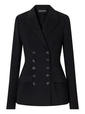 Dolce & Gabbana Double-breasted Grain De Poudre Stretch-wool Blazer - Black