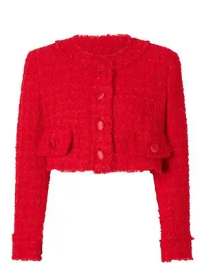 Dolce & Gabbana Cropped Cotton-blend Tweed Jacket - Red