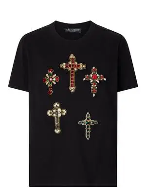Dolce & Gabbana Embellished Cotton T-shirt - Black