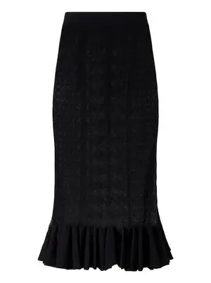 Dolce & Gabbana Ruffled Lace Midi Skirt - Black