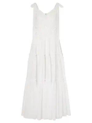 Chloé Tiered Broderie Anglaise Cotton Maxi Dress - White