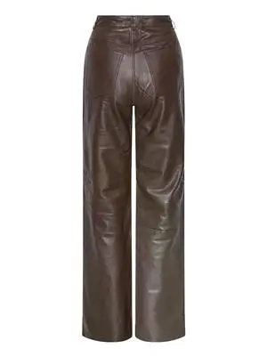 ROTATE BY BIRGER CHRISTENSEN High-waisted Straight-leg Trousers - Brown
