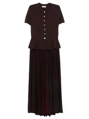 Sandro SANDRO Knitted Peplum Dress With Pleated Skirt Purple