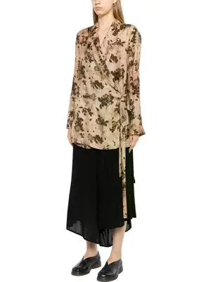 UMA WANG Uma Wang Floral-Print Wrap Jacket Neutrals