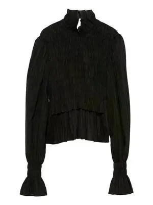 ANN DEMEULEMEESTER Smocked Ruffled Blouse - Black