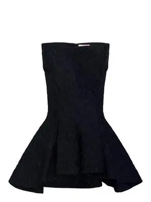 ROKSANDA Axo Cloqué Peplum Top - Black