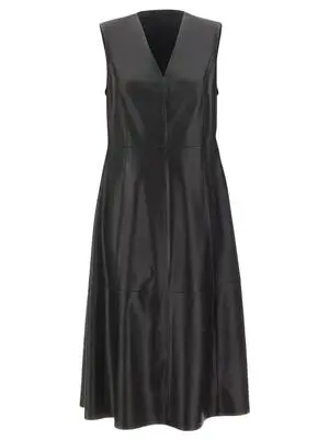 ELENA MIRÒ Sleeveless V-neck Midi Dress - Black