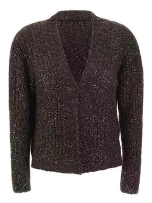KAOS Sequin-embellished Open-knit Cardigan - Brown