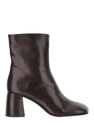 POEVE Block Heel Ankle Boots - Brown