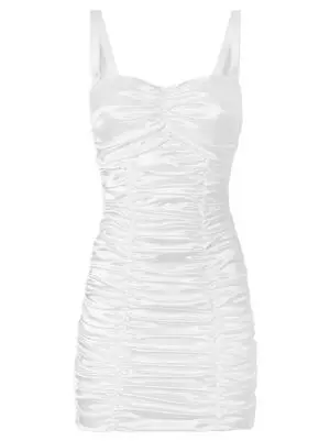 Dolce & Gabbana Draped Satin Mini Dress - White