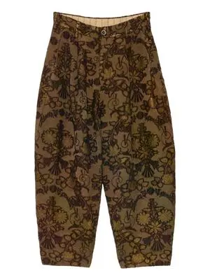 UMA WANG Floral Jacquard Trousers - Brown