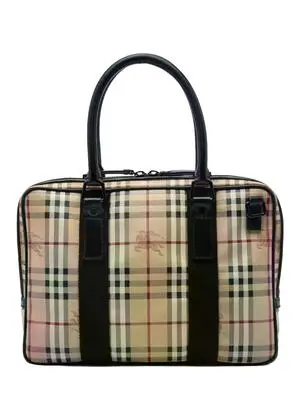 Burberry Haymarket Check Coated Canvas Business Bag - Neutrals