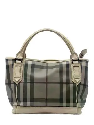 Burberry Smoke Check Coated Canvas Handbag - Grey