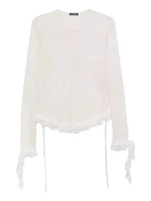 ANN DEMEULEMEESTER Lace Trim T-shirt - Neutrals
