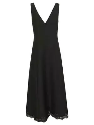 Valentino Garavani Lace-trimmed V-neck Dress - Black