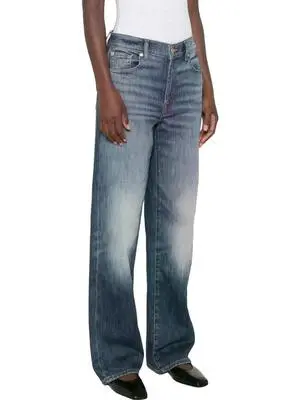 7 For All Mankind Faded Straight-leg Jeans - Blue