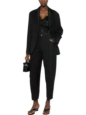 TELA Satin-trim Single-breasted Blazer - Black