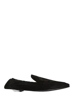 Dolce & Gabbana Calfskin Slippers Driver Shoes And Loafers - Black