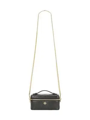 Tory Burch Quilted Leather Vanity Case With Chain Strap - Black
