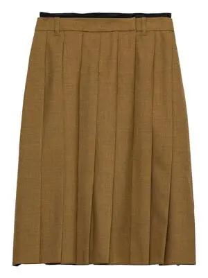 Prada Hopsack Pleated Midi Skirt - Cinnamon