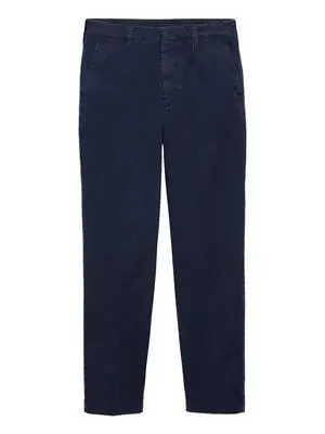 Prada Garment-dyed Cotton Slim Fit Trousers - Navy