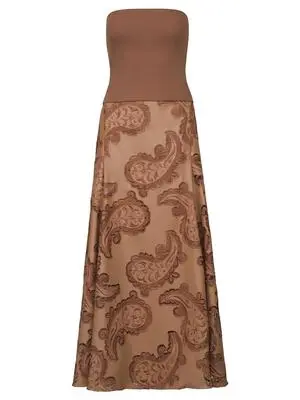 Johanna Ortiz Asymmetric Paisley Print Maxi Dress - Brown