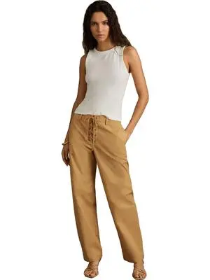 REISS Reiss Clement Lace-Up Tapered Cotton Trousers
