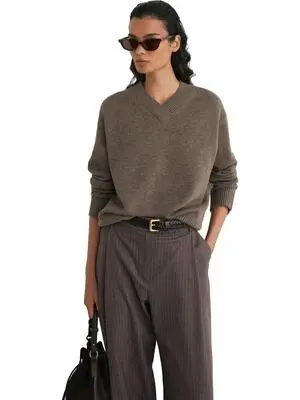 REISS Wool-cashmere V-neck Jumper - Brown