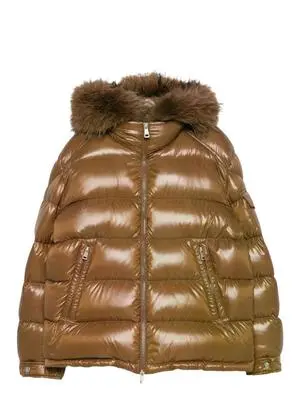 Moncler Faux-fur Trim Quilted Jacket - Brown