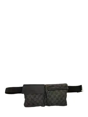 Gucci Gg Denim Double Pocket Belt Bag - Grey