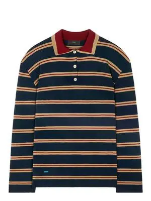 Alanui Striped Double-collar Wool Polo Shirt - Blue