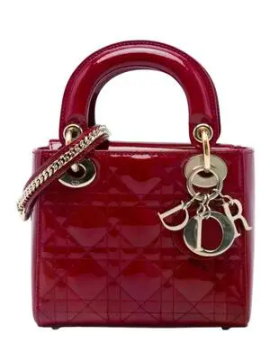Dior Patent Cannage Lady Satchel - Red
