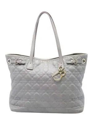 Dior Large Coated Canvas Cannage Panarea Tote Bag - Grey