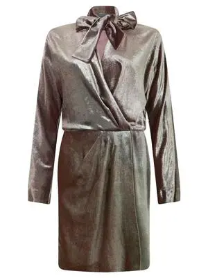 Alberta Ferretti Velvet Bow Mini Dress - Brown