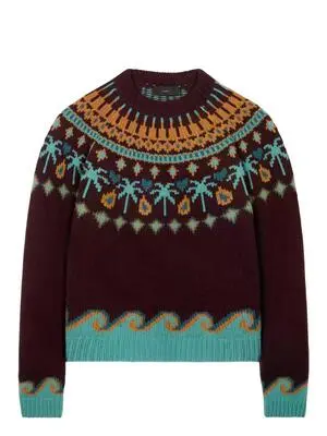 Alanui Virgin Wool Fair Isle Knit Sweater - Red