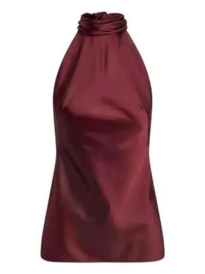 Polo Ralph Lauren Chilton Stretch Silk Charmeuse Halter Top - Red